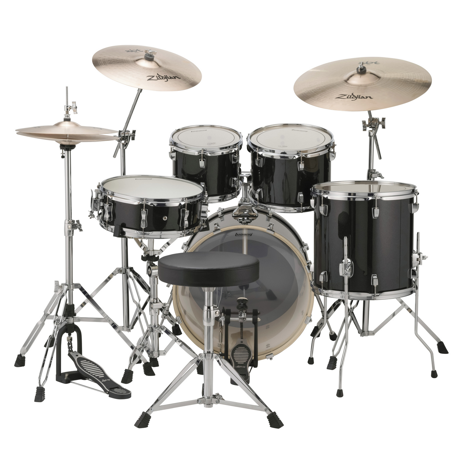 Slagverk Ludwig Evolution LCEE200, 20, m/Stativer, Black Sparkle|Musikk ...