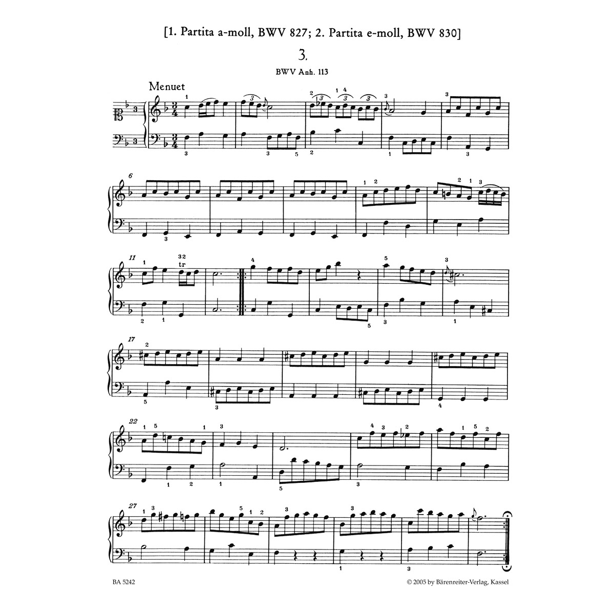 Notebook for Anna Magdalena Bach 1725, Johann Sebastian Bach. Piano ...